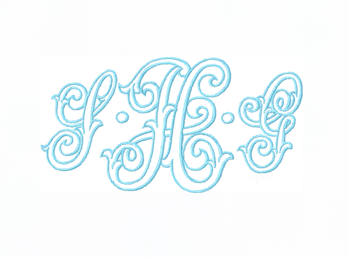 Embossed Monogram Satin Embroidery Font 4x4 – HERRINGTON DESIGN