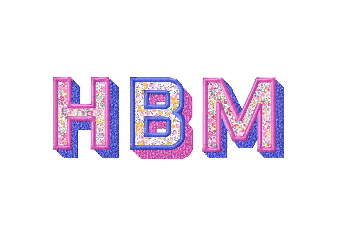 4x4 Block Shadow Appliqué Embroidery Font Package – HERRINGTON DESIGN
