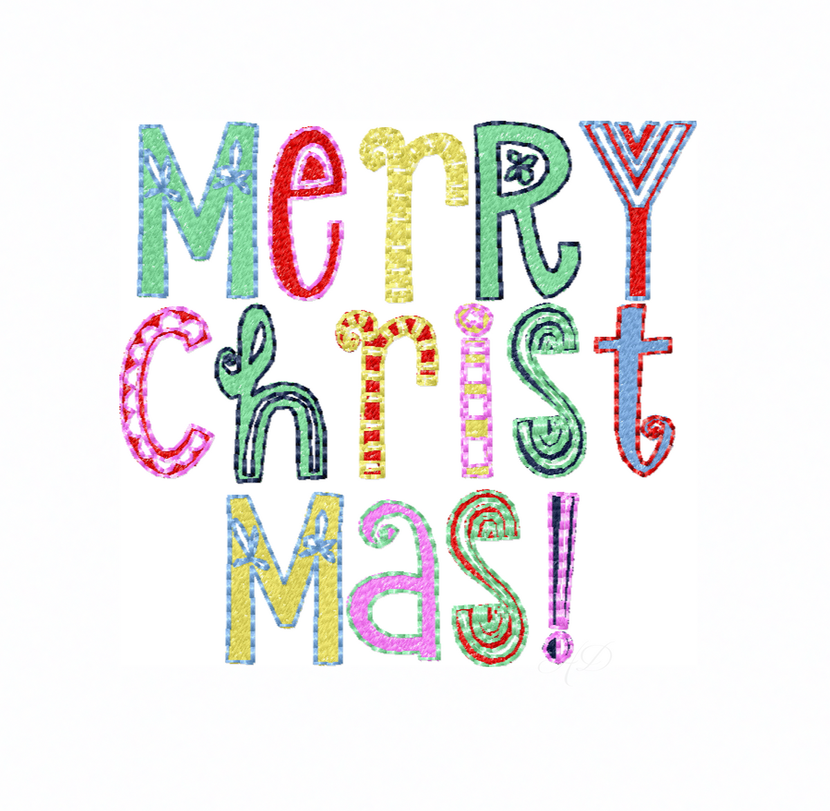 Merry Christmas Type Embroidery Design – HERRINGTON DESIGN