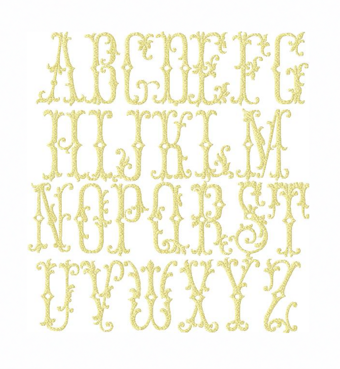 Filigree Fill Scroll Type Embroidery Font 6x10 – HERRINGTON DESIGN