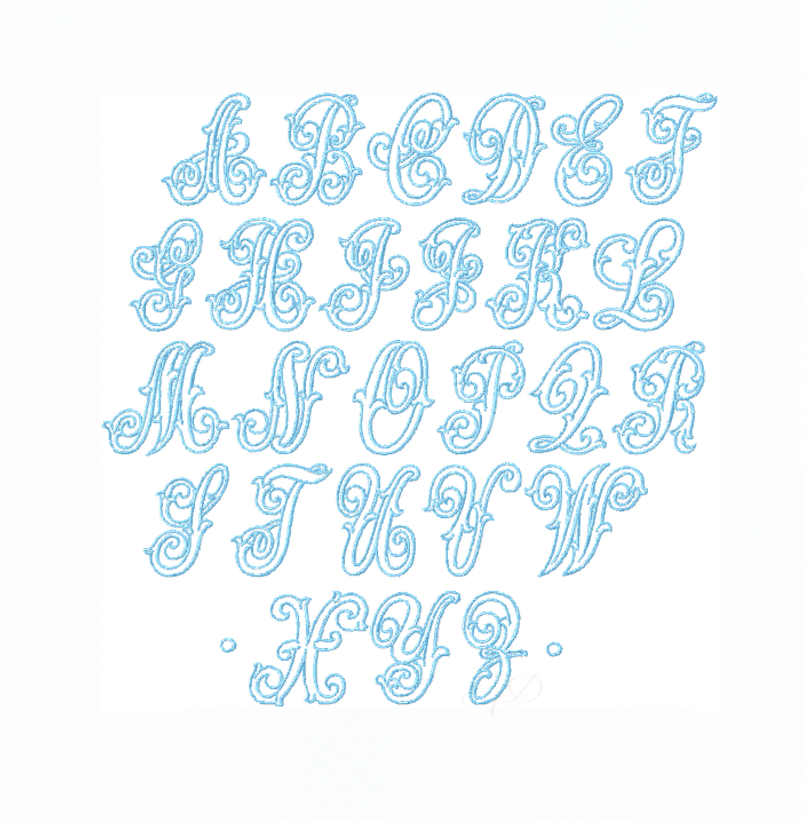 Embossed Monogram Satin Embroidery Font 4x4 – HERRINGTON DESIGN