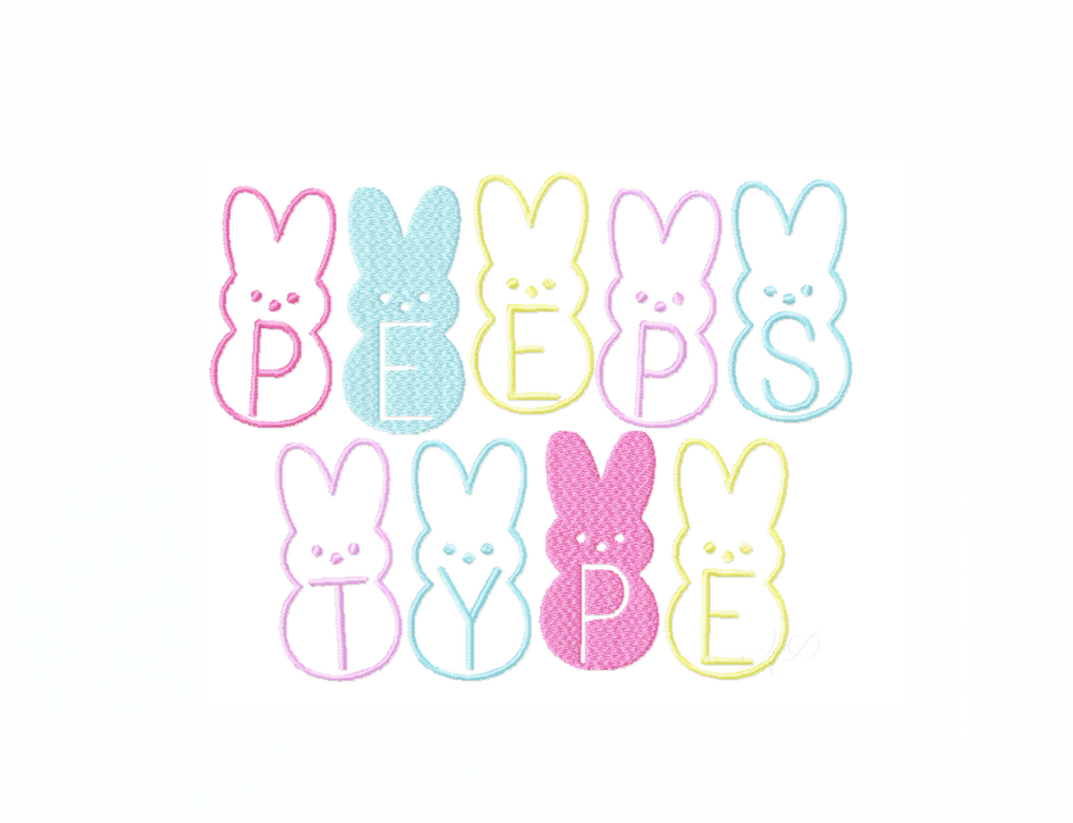 Peeps Easter Bunny Candy Embroidery Font 4x4 Package – HERRINGTON DESIGN