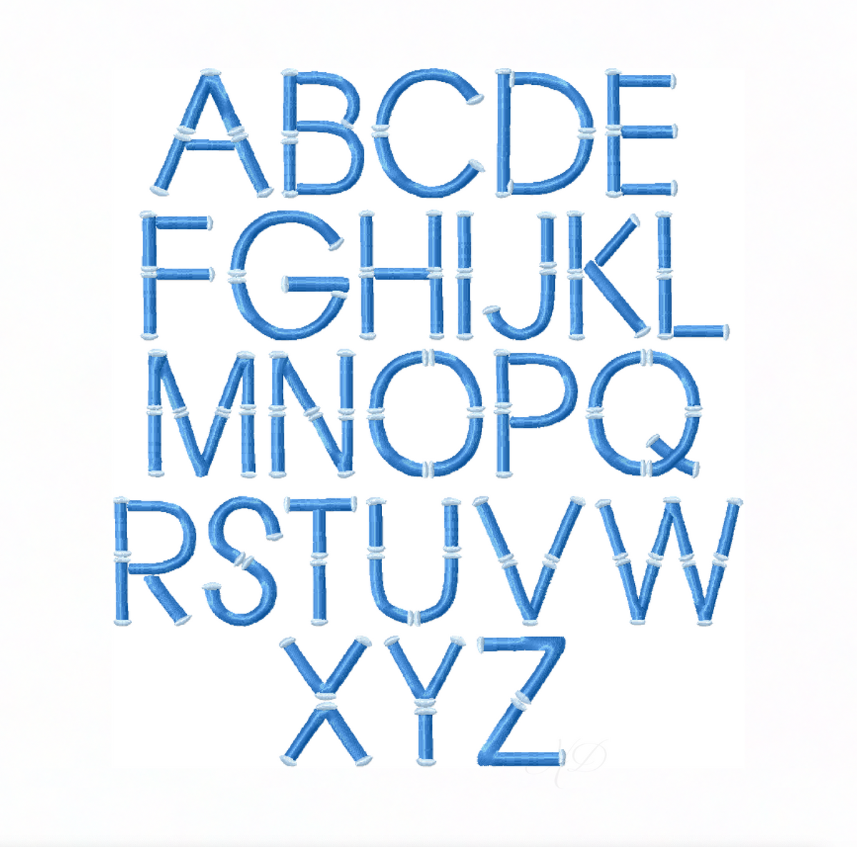 Bamboo Satin Stitch Embroidery Font – HERRINGTON DESIGN