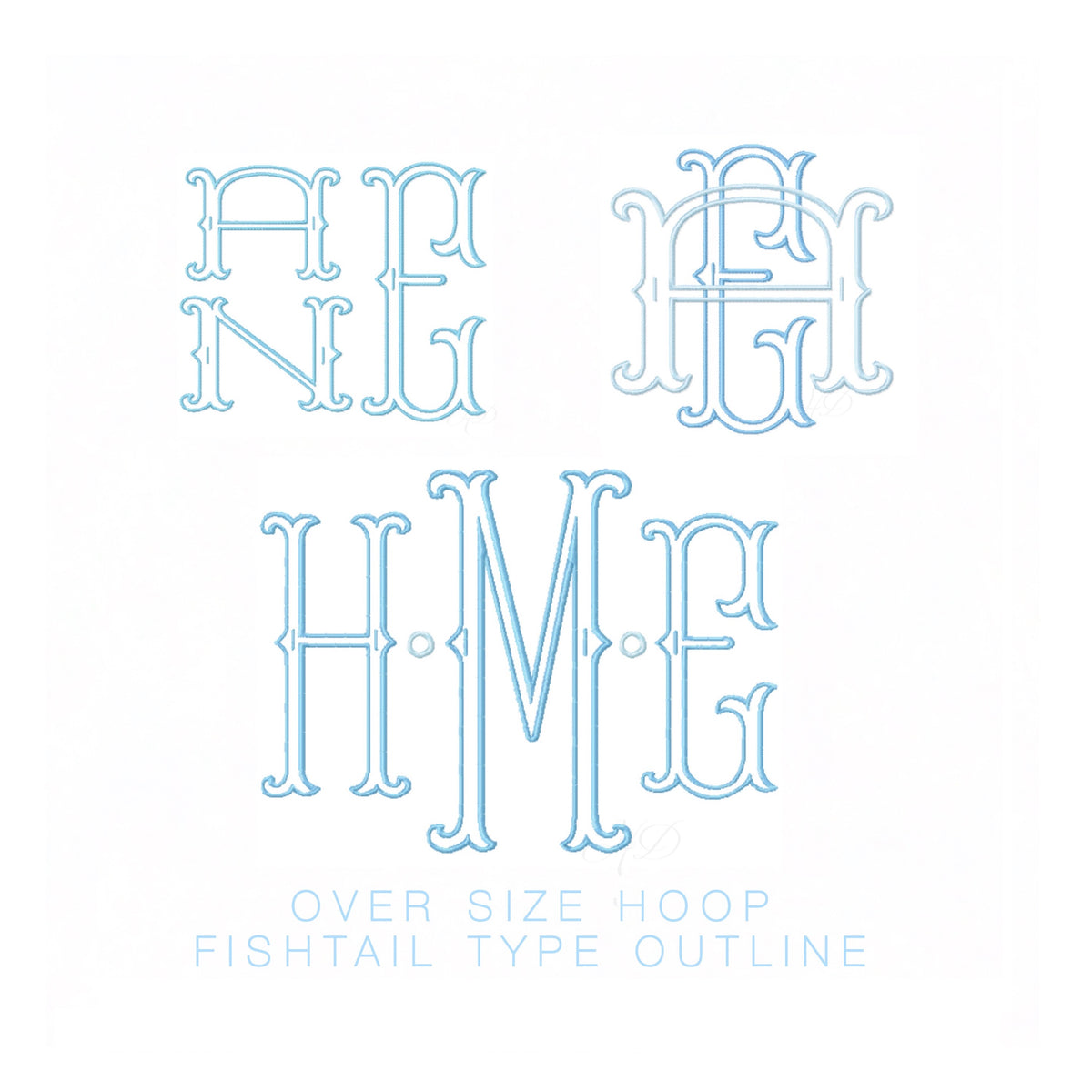 5x7 6x10 Large Two Type Fishtail Outline Satin Stitch Embroidery ...