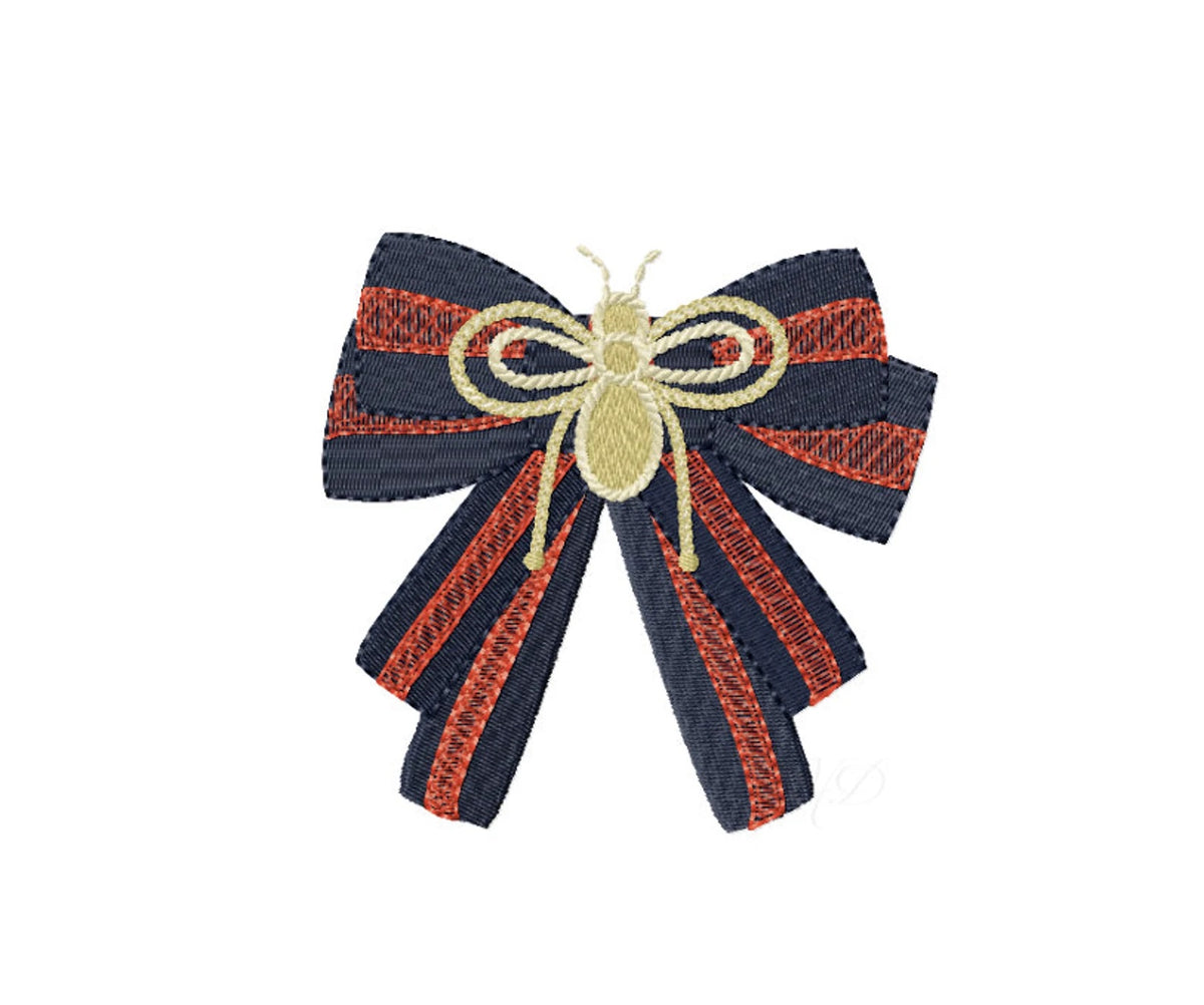 Designer Striped Bow Embroidery Design – HERRINGTON DESIGN