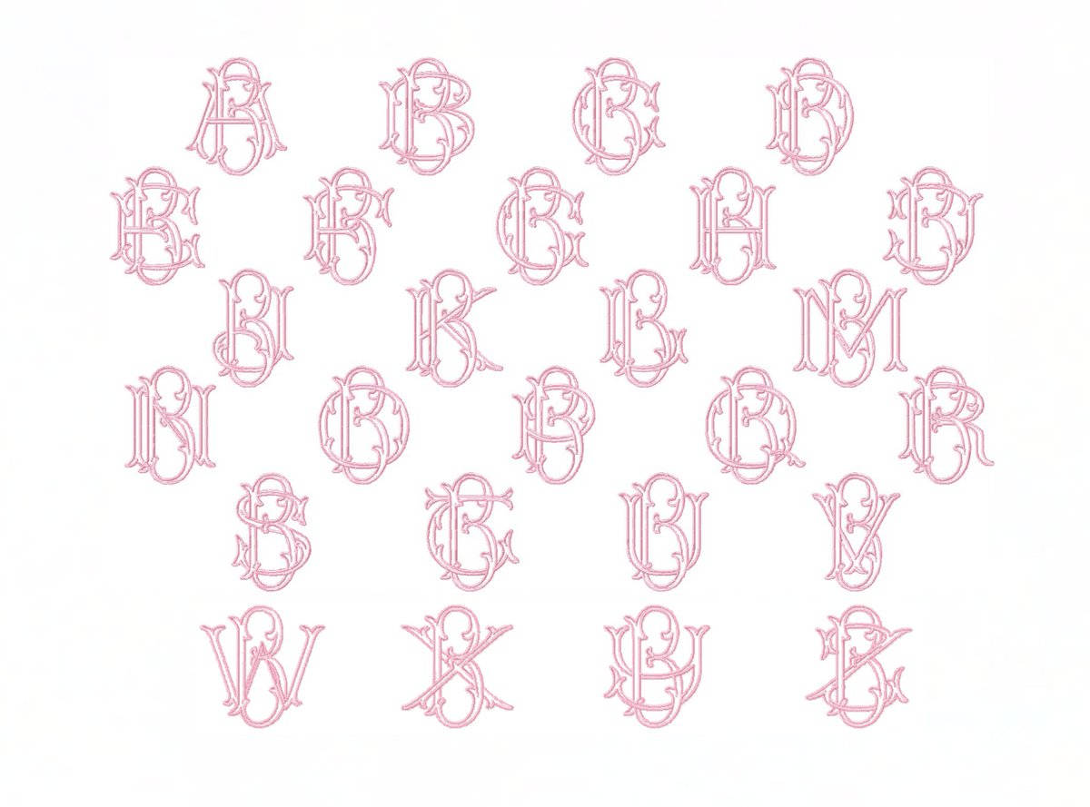 3.5" B Emmaline Layered Outline Embroidery Font – HERRINGTON DESIGN