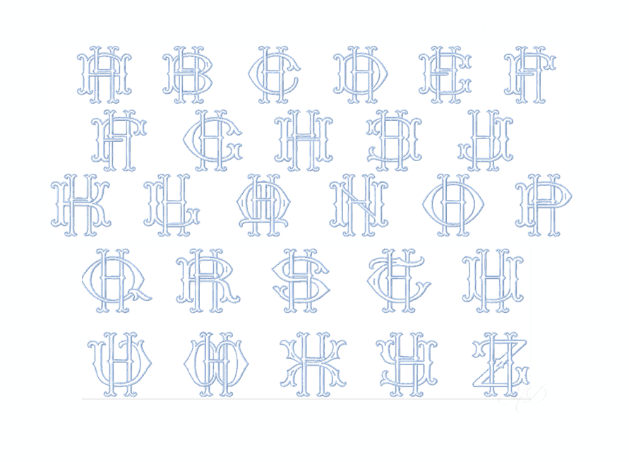 3.5" H Fishtail Embroidery Font Two Type Outline Font – HERRINGTON DESIGN