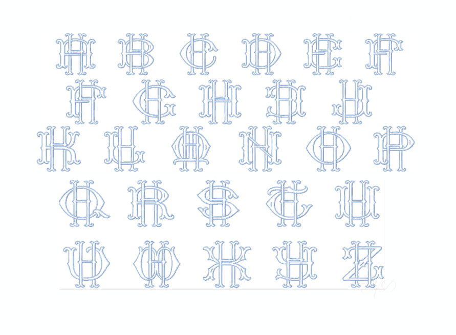 3.5" H Fishtail Embroidery Font Two Type Outline Font – HERRINGTON DESIGN