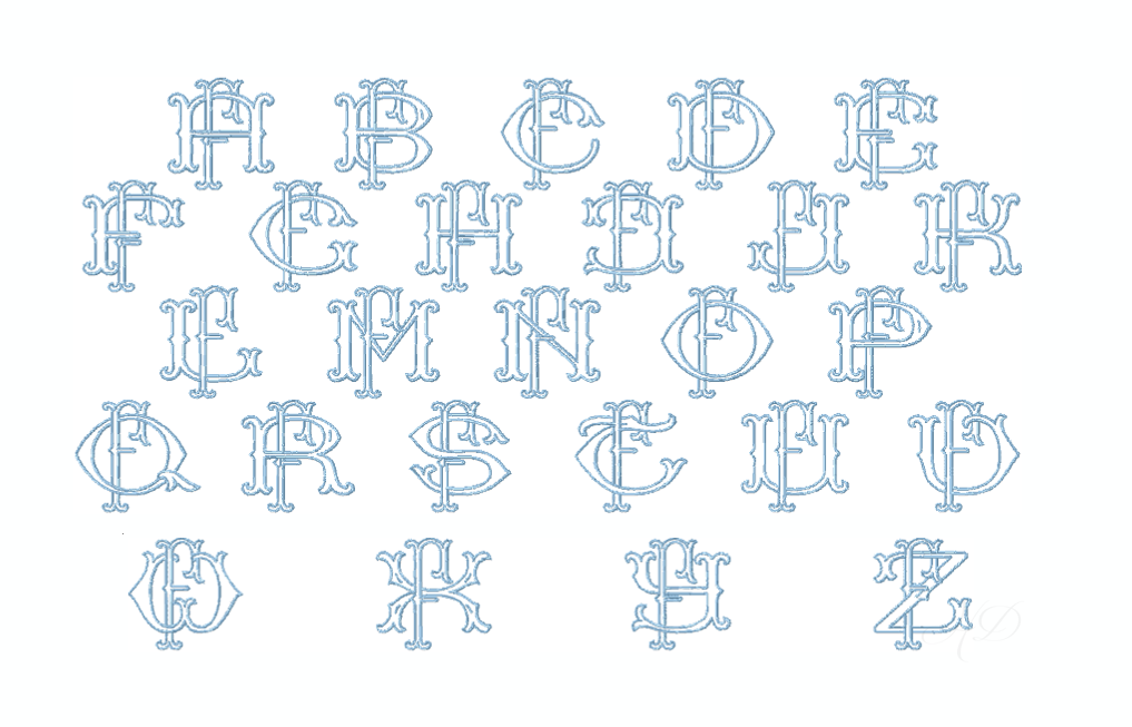 3.5" F Fishtail Embroidery Font Two Type Outline Font – HERRINGTON DESIGN