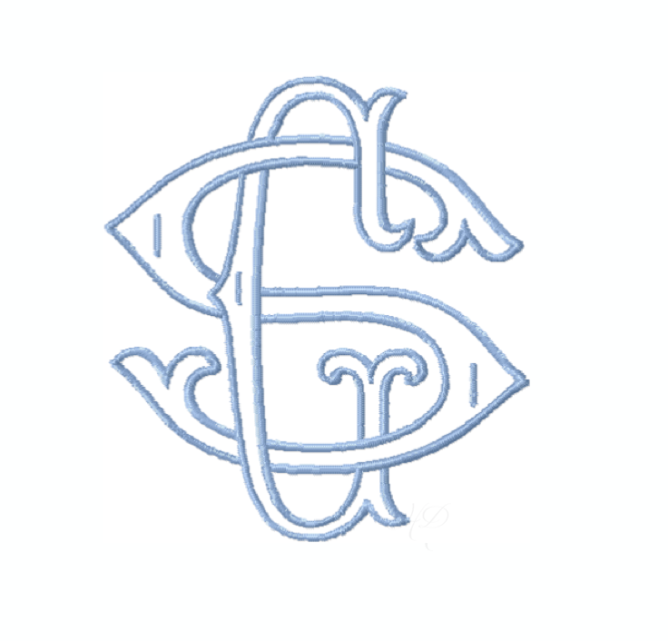 3.5" G Fishtail Embroidery Font Two Type Outline Font – HERRINGTON DESIGN