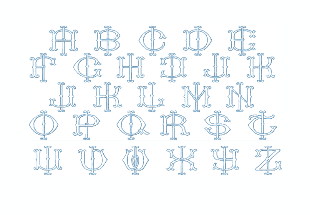 3.5" I Fishtail Embroidery Font Two Type Outline Font – HERRINGTON DESIGN