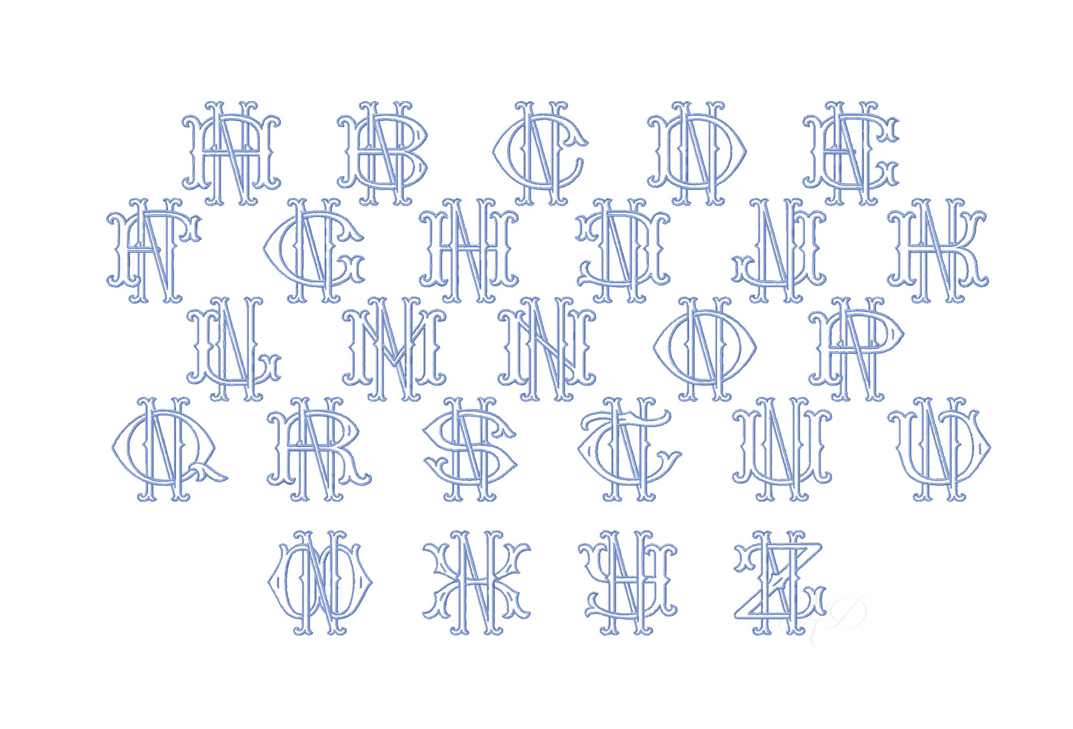 3.5" N Fishtail Embroidery Font Two Type Outline Font – HERRINGTON DESIGN
