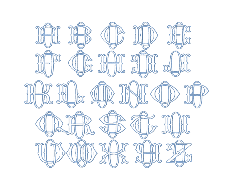3.5" O Fishtail Embroidery Font Two Type Outline Font – HERRINGTON DESIGN