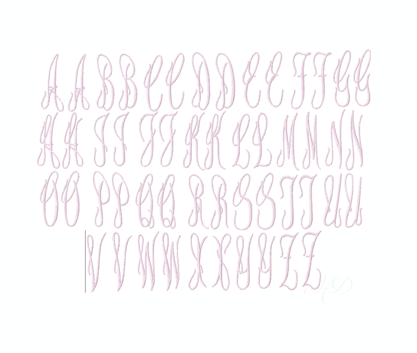 Maggie Script Monogram Satin Embroidery Font Package – HERRINGTON DESIGN