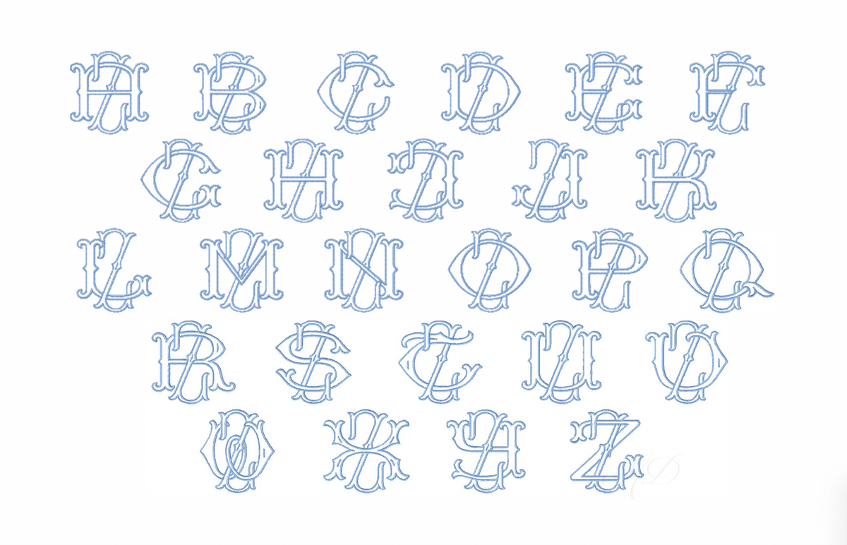 3.5" Z Fishtail Embroidery Font Two Type Outline Font – HERRINGTON DESIGN