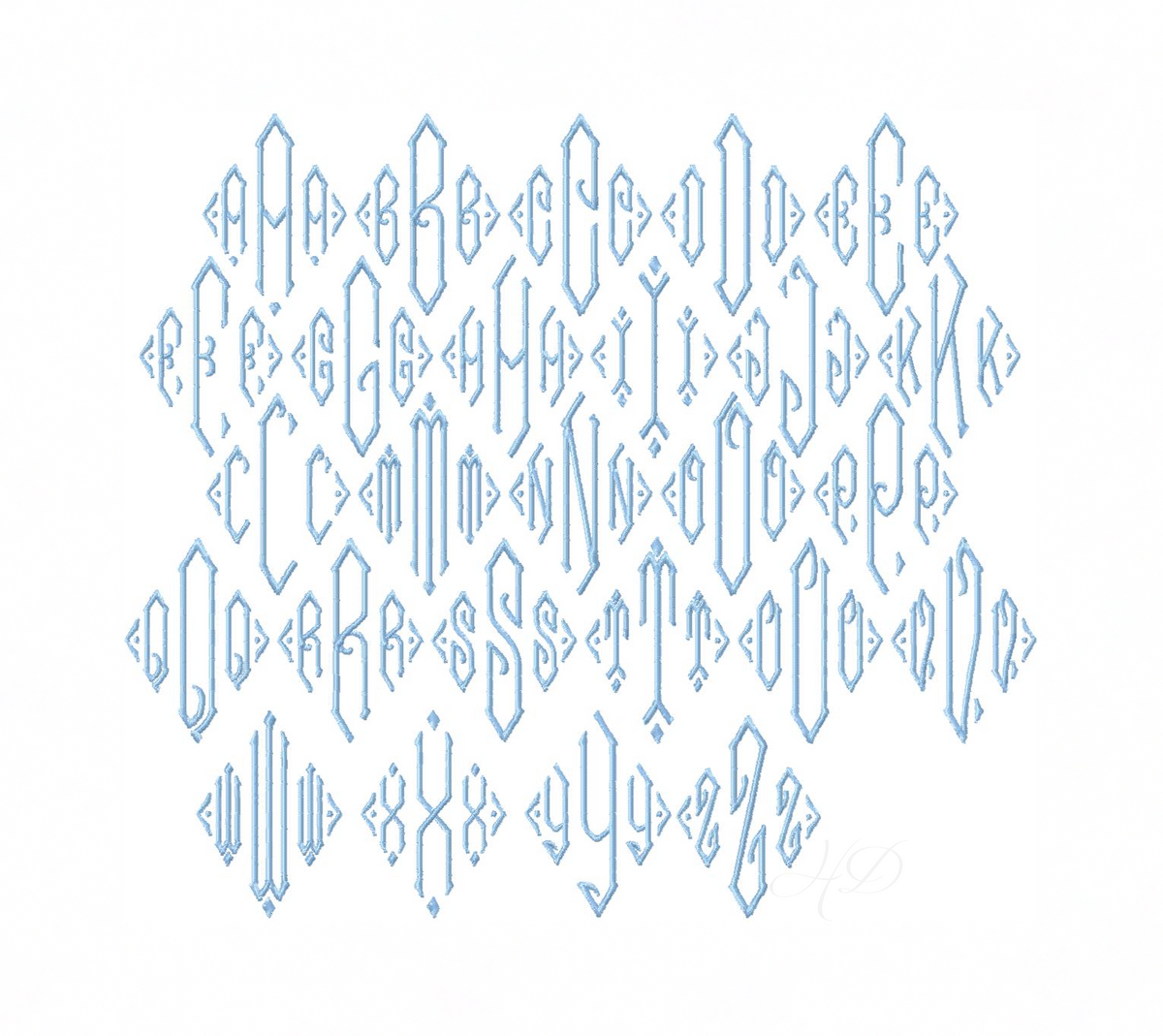 6.5" Diamond Fishtail Embroidery Font – HERRINGTON DESIGN