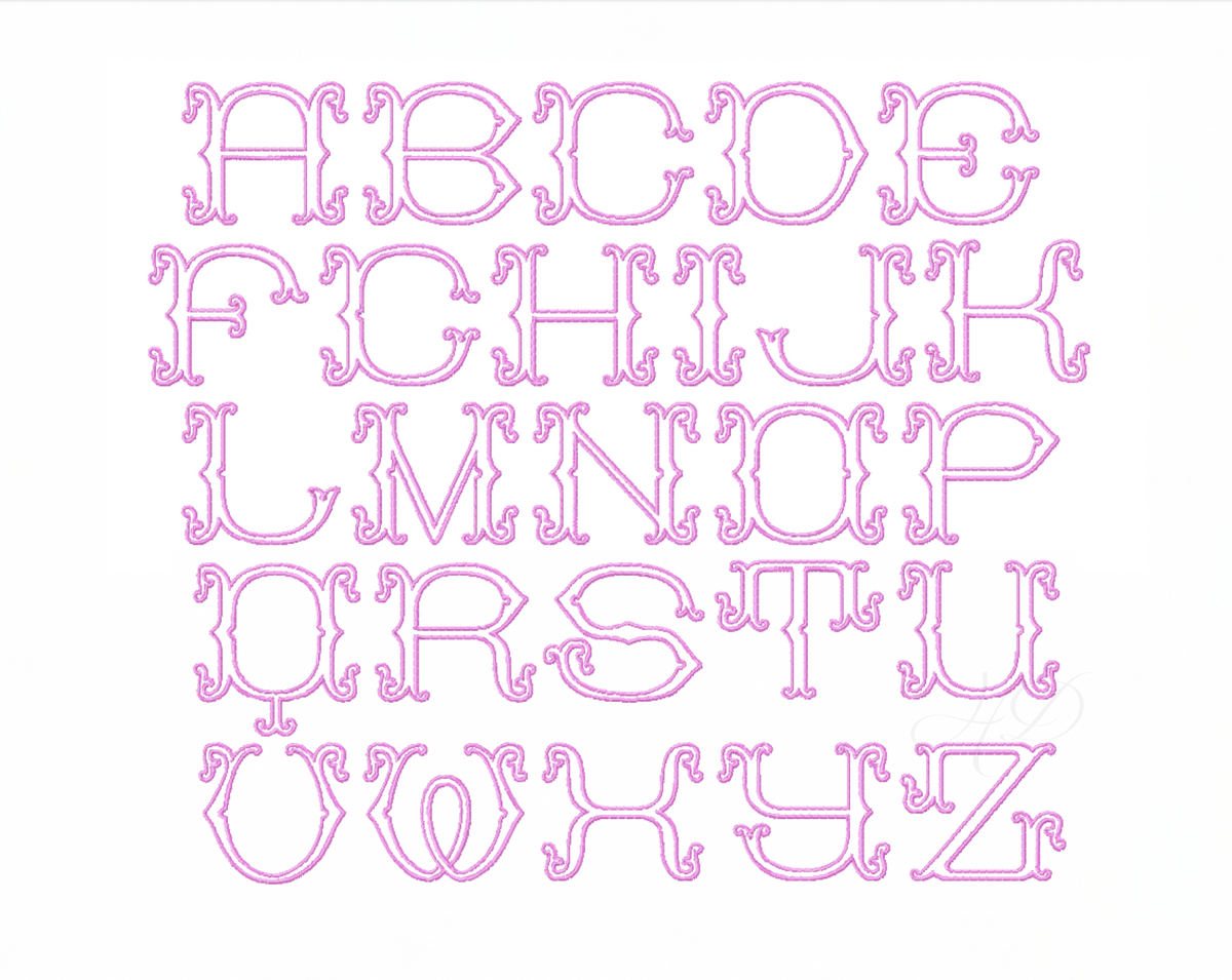 1" and 2" Sutton Outline Embroidery Font – HERRINGTON DESIGN