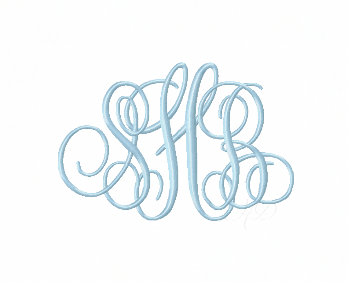 2.5" Sarah Script 4x4 Monogram Embroidery Font – HERRINGTON DESIGN