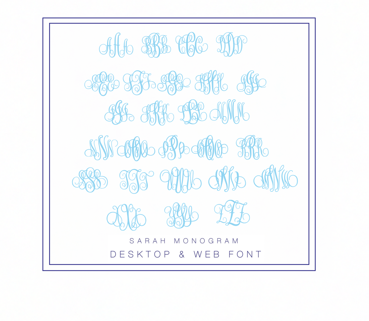 Sarah Script Monogram Script TYPEFACE FONT – HERRINGTON DESIGN