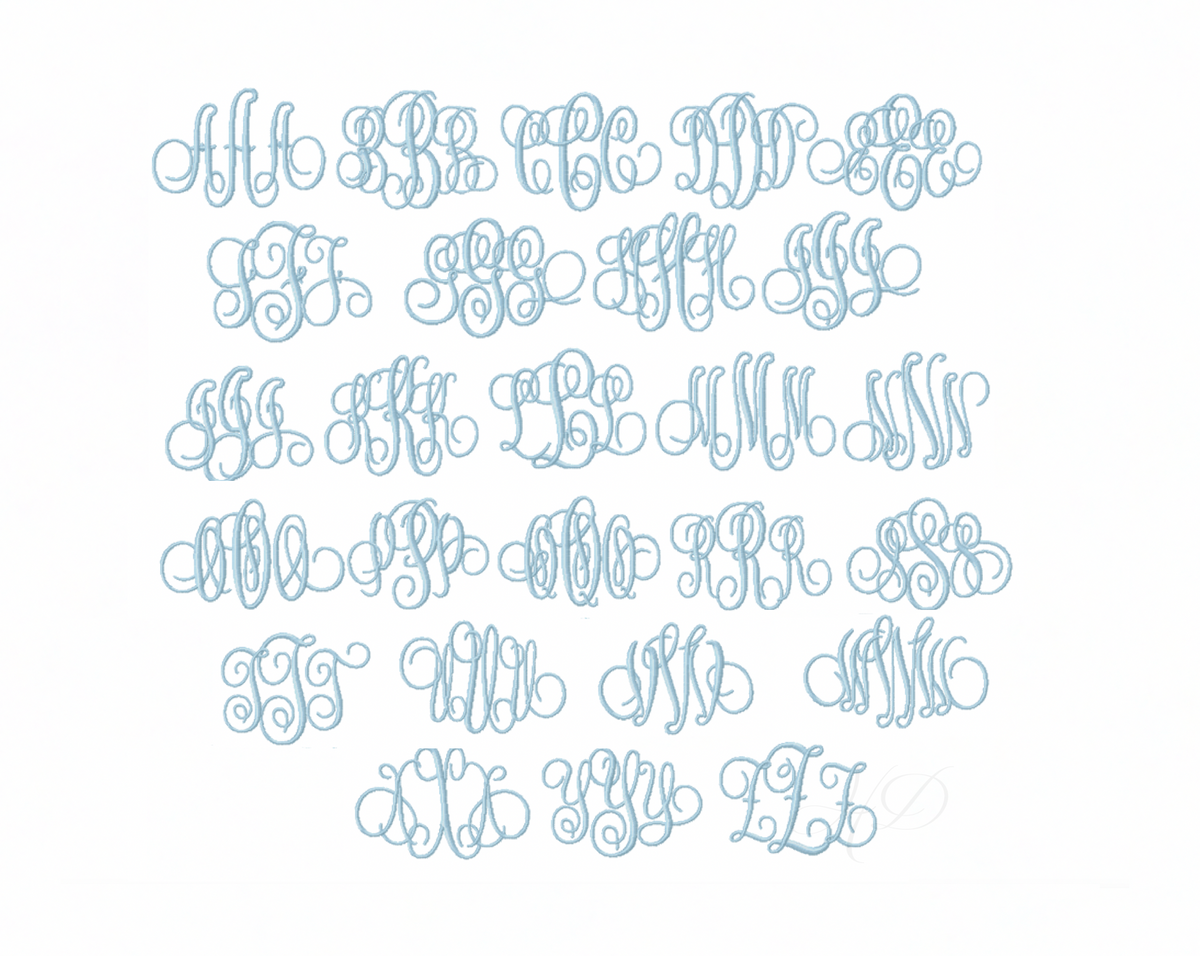 3" Sarah Script 5x7 Monogram Embroidery Font – HERRINGTON DESIGN