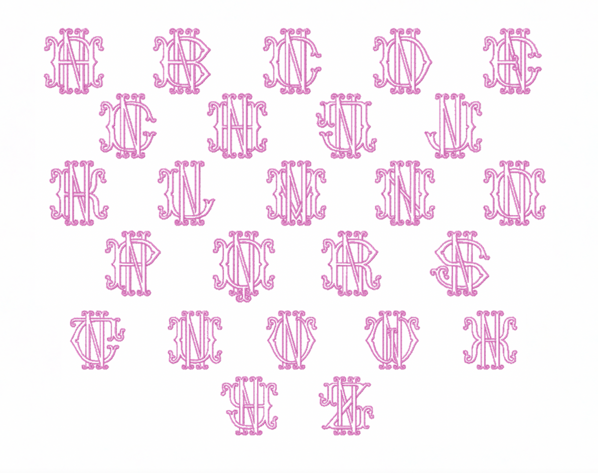 3.5" N Sutton Layered Outline Embroidery Font – HERRINGTON DESIGN