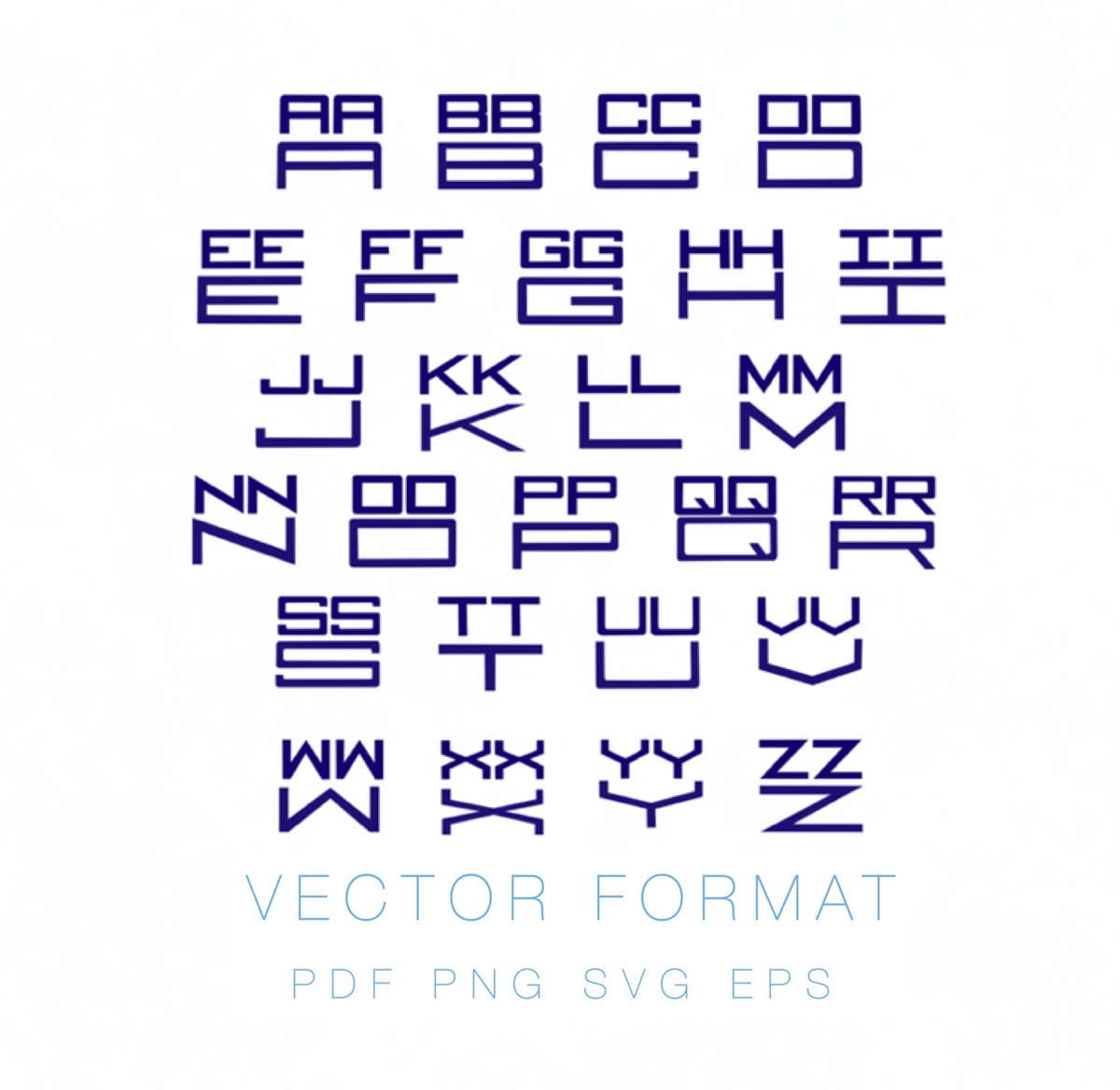 Square Type Monogram PDF PNG SVG EPS Vector Monogram Font – HERRINGTON ...