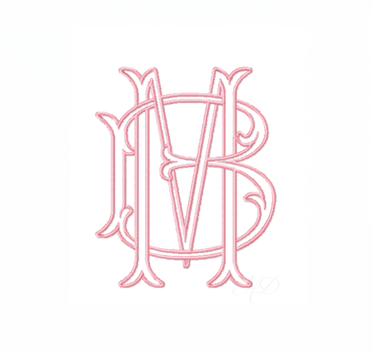 3.5" M Emmaline Layered Outline Embroidery Font – HERRINGTON DESIGN