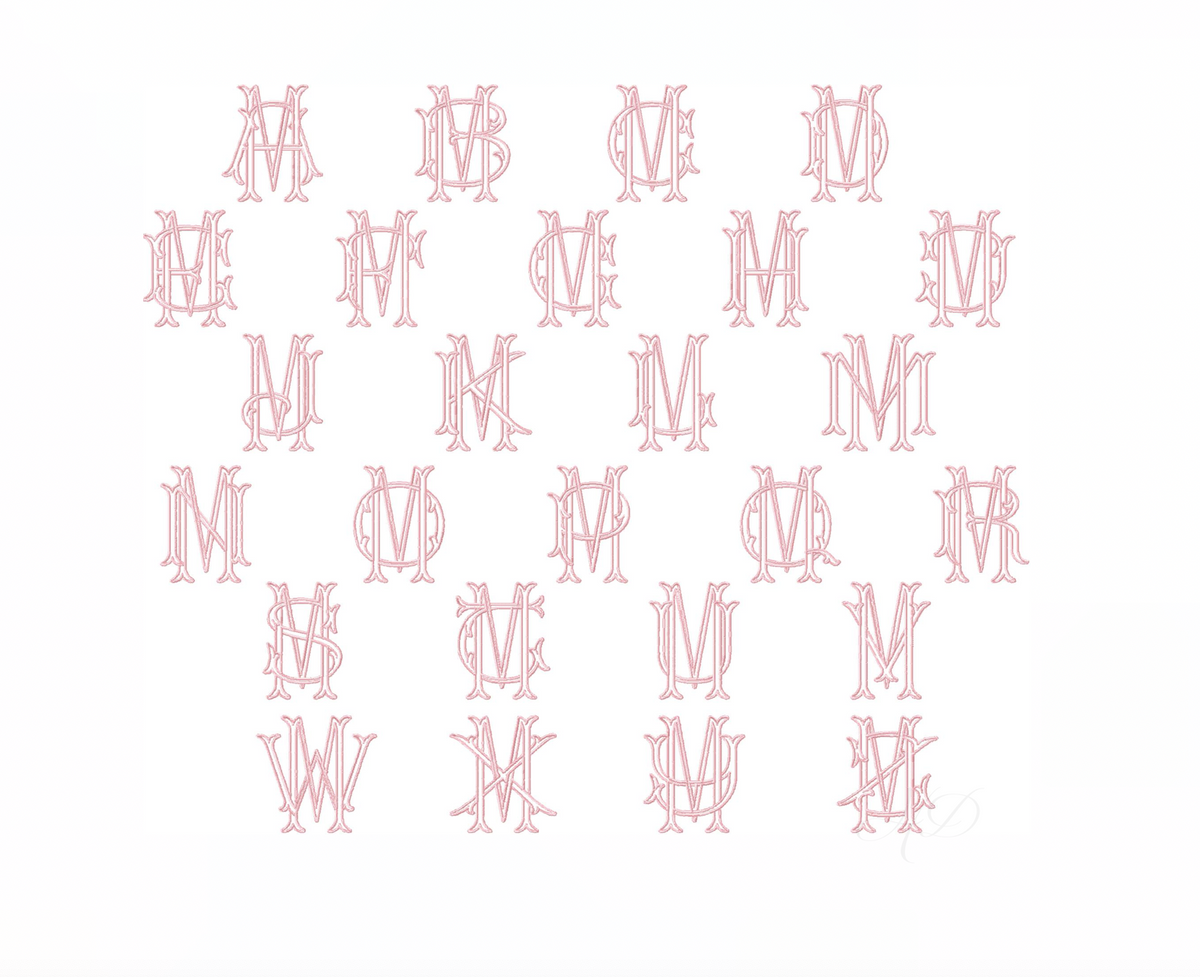 3.5" M Emmaline Layered Outline Embroidery Font – HERRINGTON DESIGN