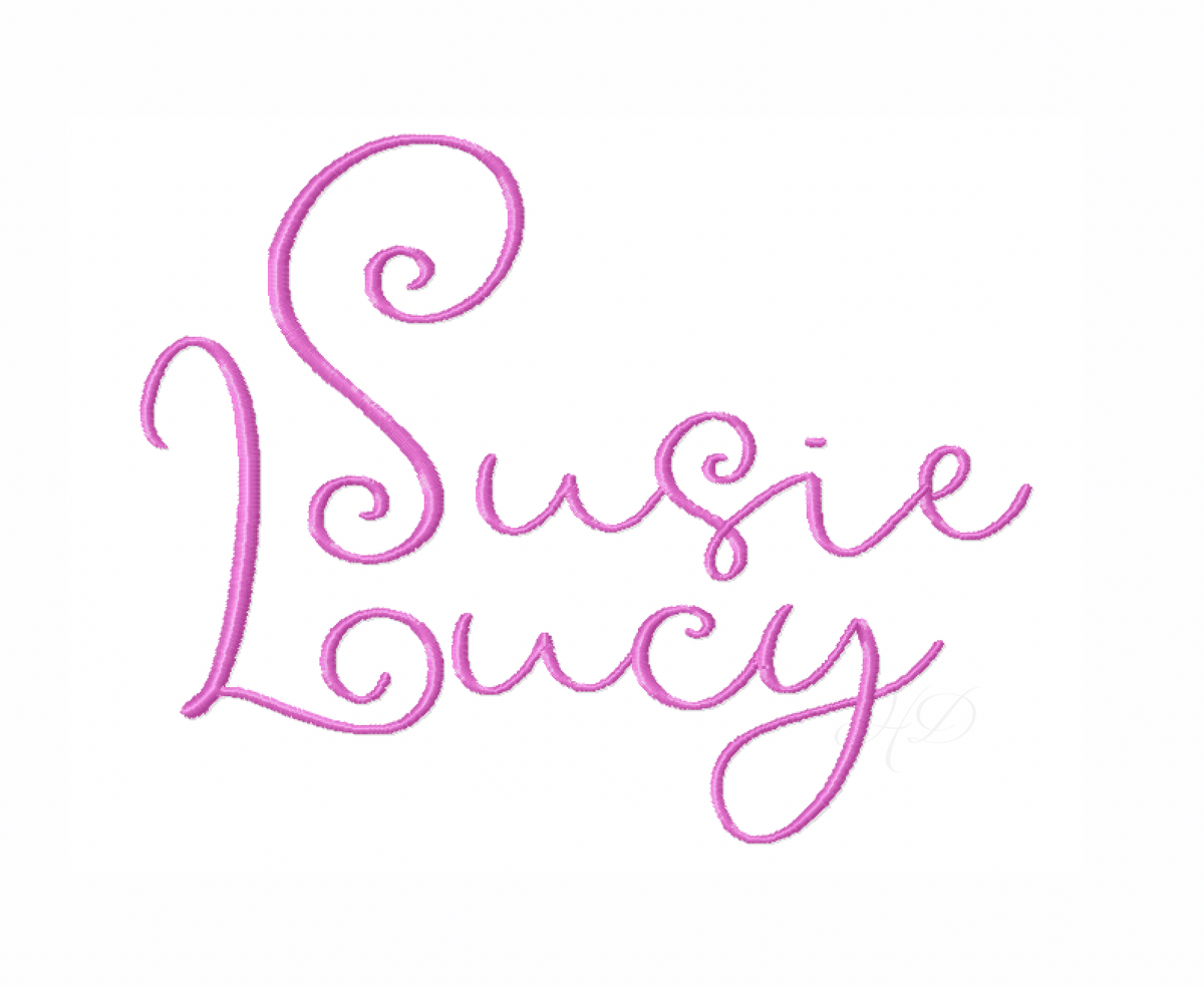 1.5" Susie Lucy Script Embroidery Font – HERRINGTON DESIGN