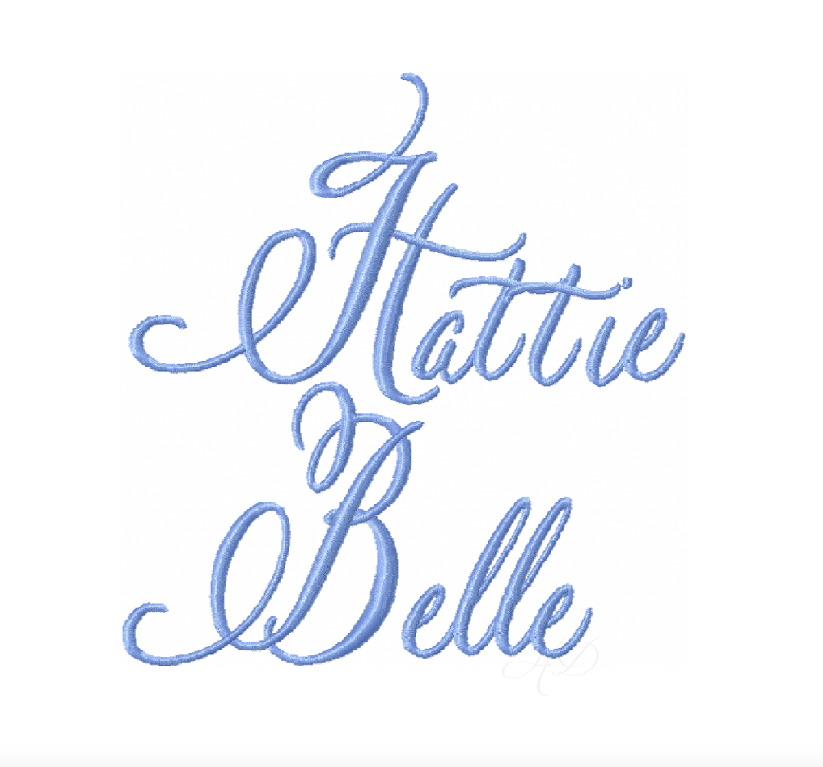 Hattie Belle Script Embroidery Font Large – HERRINGTON DESIGN