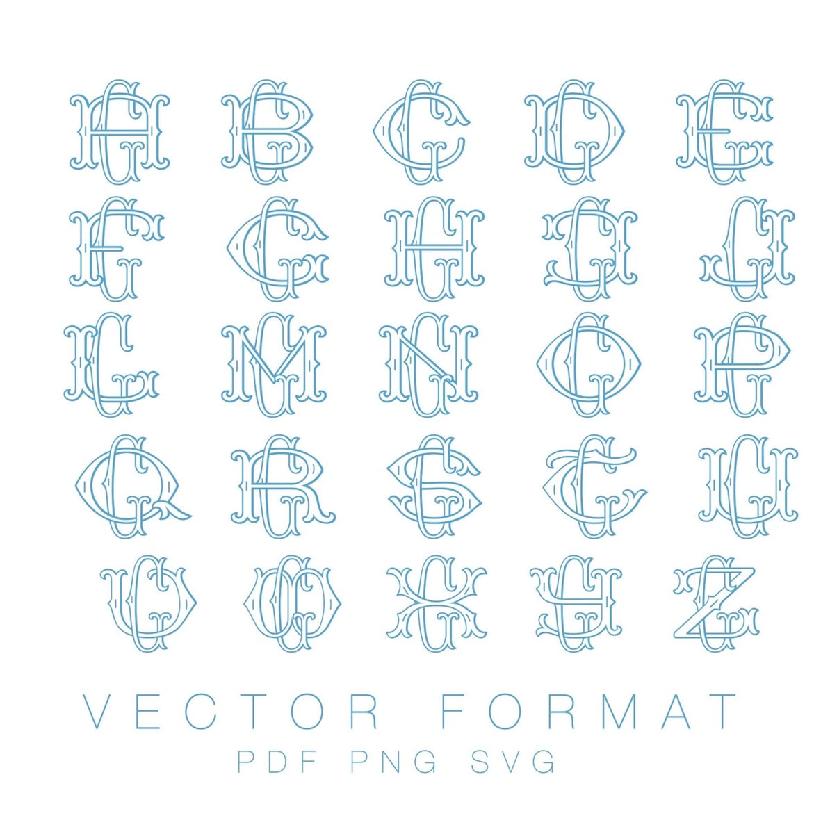 Two Type Outline G Fishtail PDF PNG SVG Font – HERRINGTON DESIGN