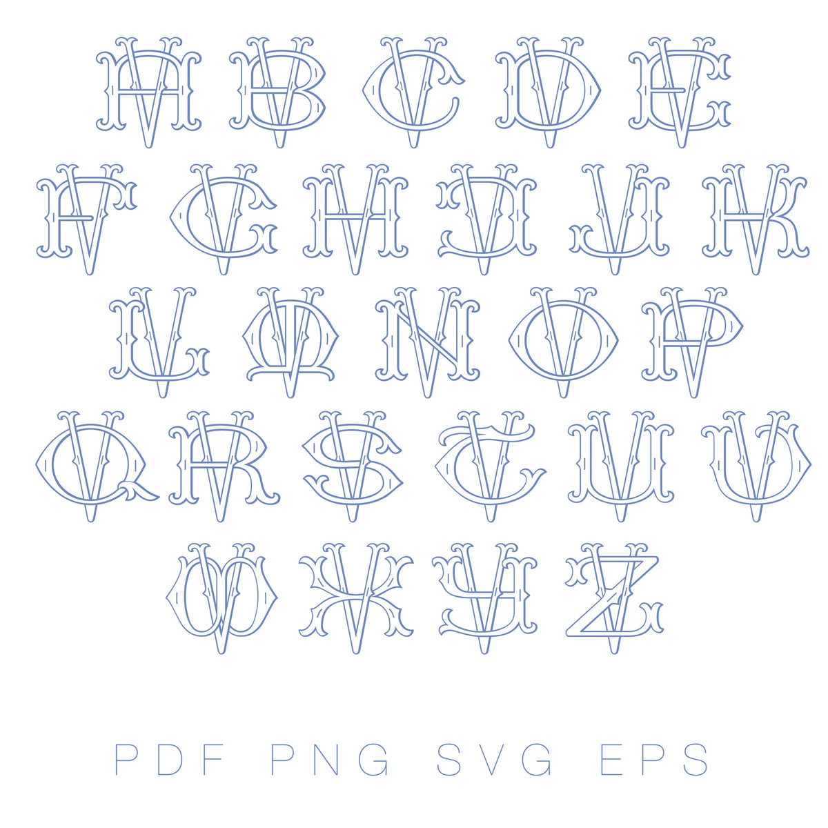 Vector Two Type V Fishtail Outline PDF PNG SVG EPS Font – HERRINGTON DESIGN