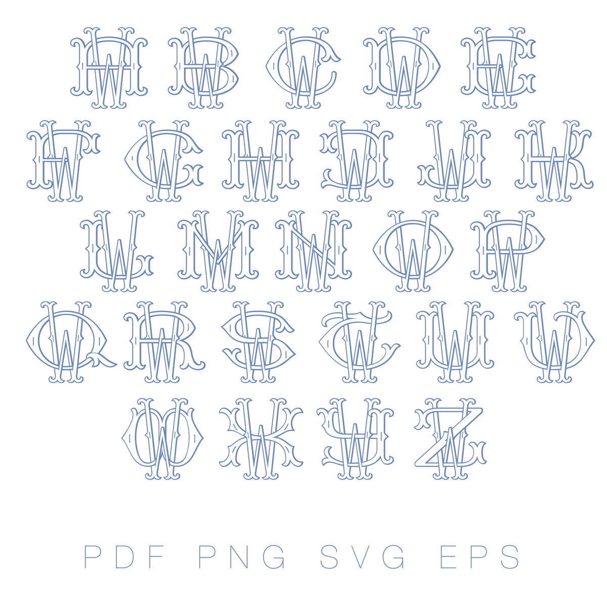 Vector Two Type W Fishtail Outline PDF PNG SVG EPS Font – HERRINGTON DESIGN