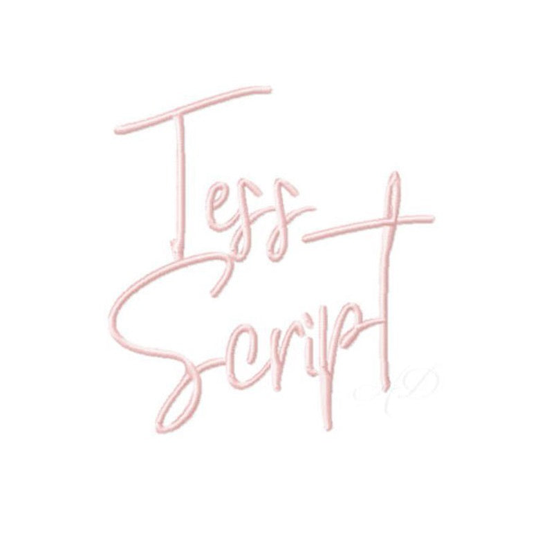 6 sizes Tess Script Embroidery Font 4x4 Hoop – HERRINGTON DESIGN