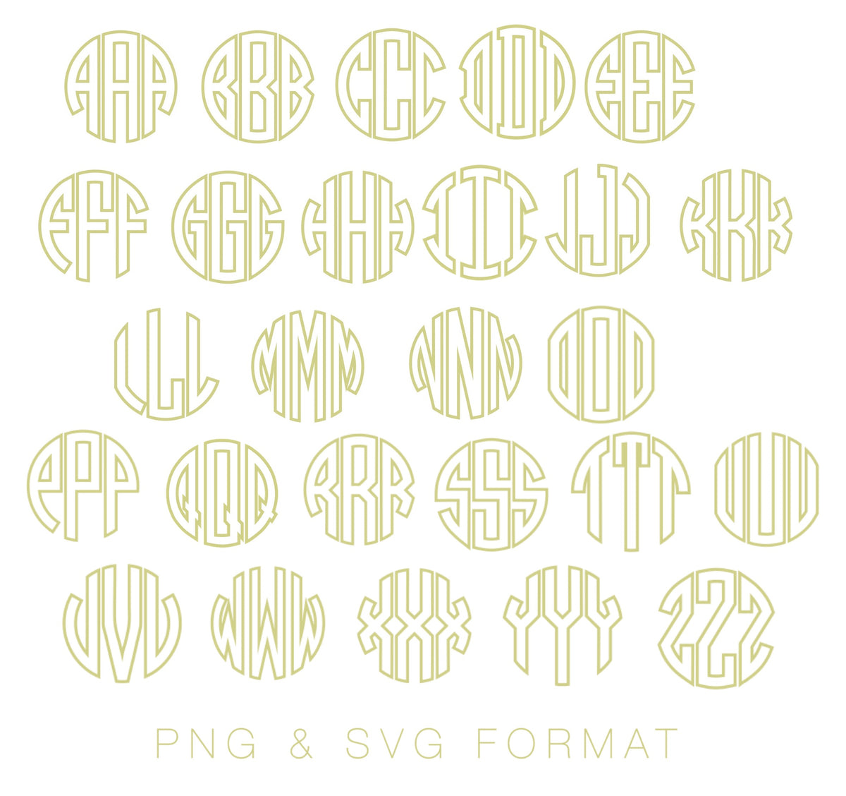 Open Circle PNG SVG Monogram Font – HERRINGTON DESIGN